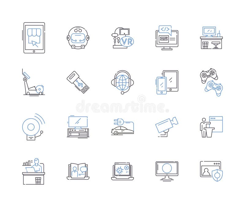 Electronic Production Outline Icons Collection. Electronics, Production ...