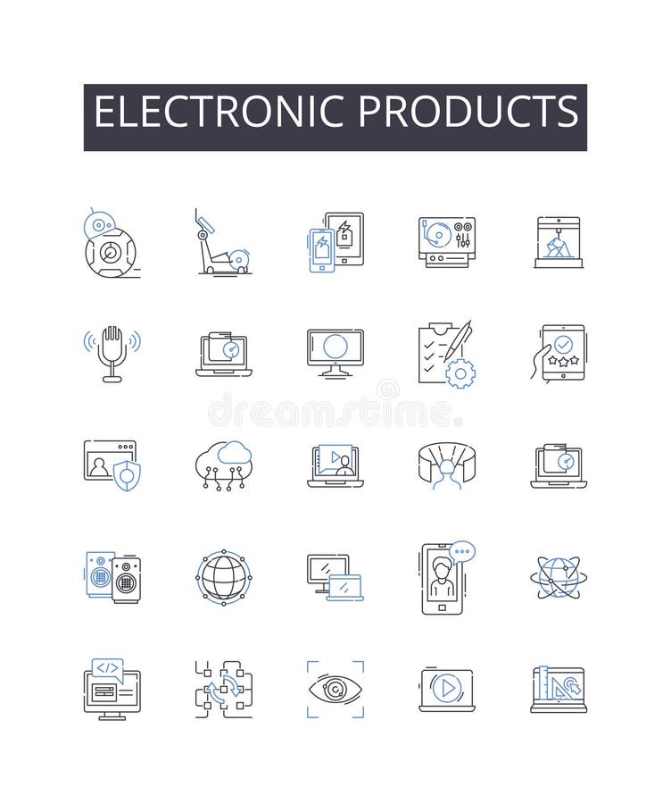 Electronic Products Line Icons Collection. Encryption, Firewall ...