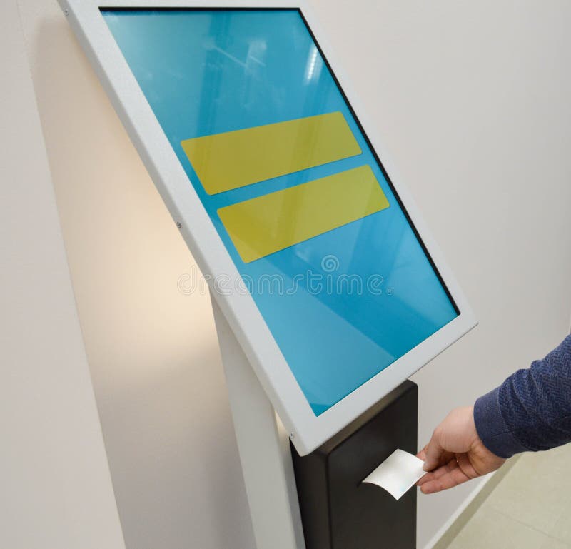 Electronic Queue for Quick Customer Service. a Person Takes a Number ...