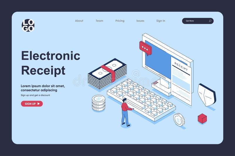 Electronic Receipt Concept in 3d Isometric Design for Landing Page ...