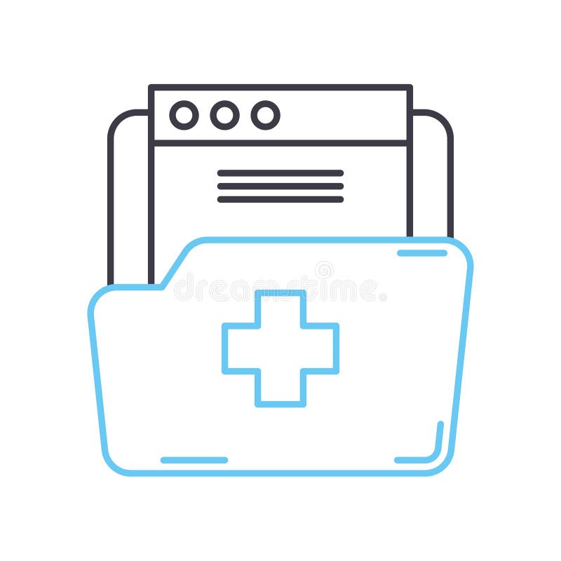 Electronic Records Line Icon, Outline Symbol, Vector Illustration ...