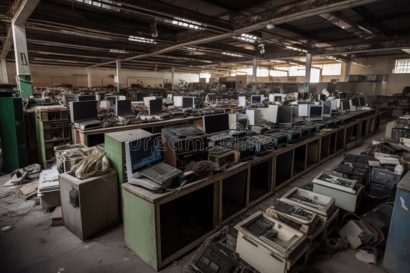 Electronic Recycling Center, with Bins for Different Types of E-waste ...