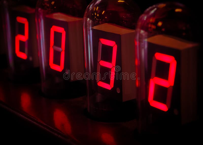 Electronic Red Digital Time Numbers in the Dark Stock Photo - Image of ...