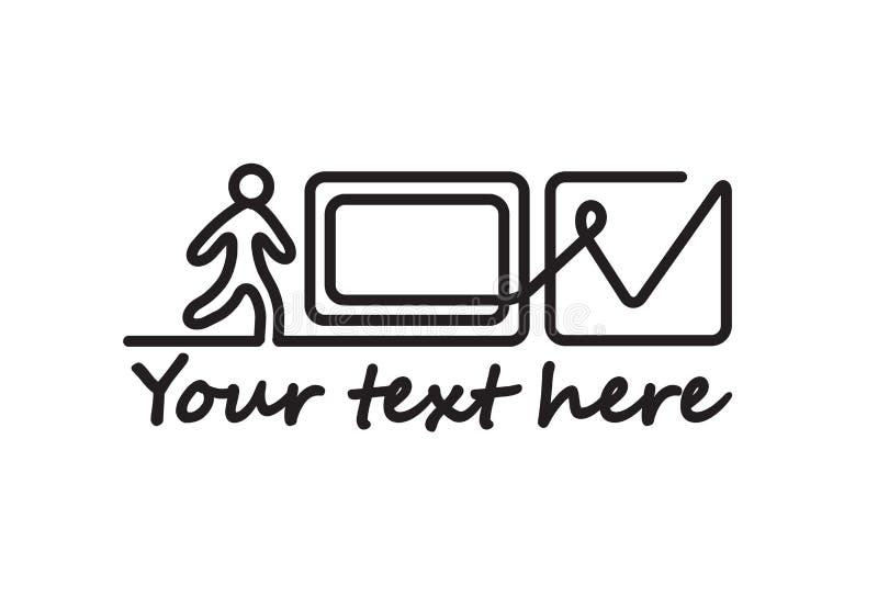 Electronic Registration Computer Man Walking Symbol Logo Stock Vector ...