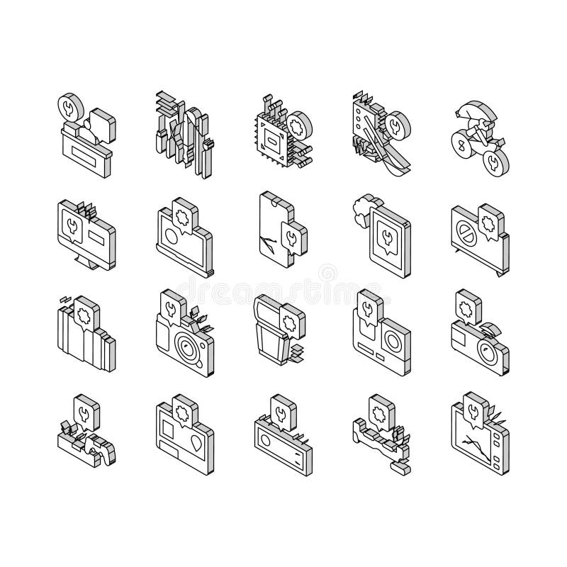Electronic Repair Collection Isometric Icons Set Vector Stock ...