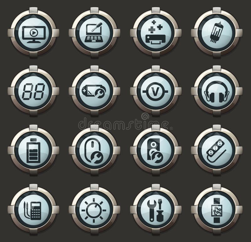Electronic Repair Icons Set Stock Illustration - Illustration of ...