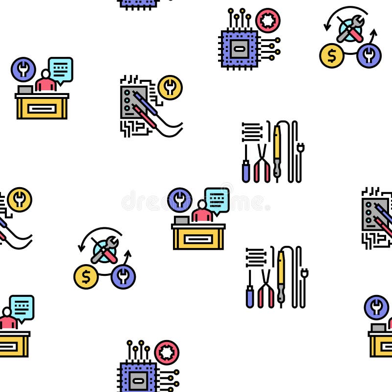 Electronic Repair Vector Seamless Pattern Stock Vector - Illustration ...