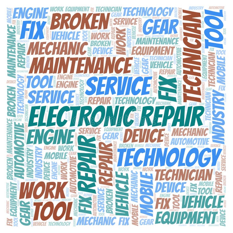 Electronic Repair Word Cloud Stock Illustration - Illustration of text ...