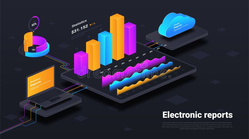 Electronic Reporting Concept Stock Vector - Illustration of report ...