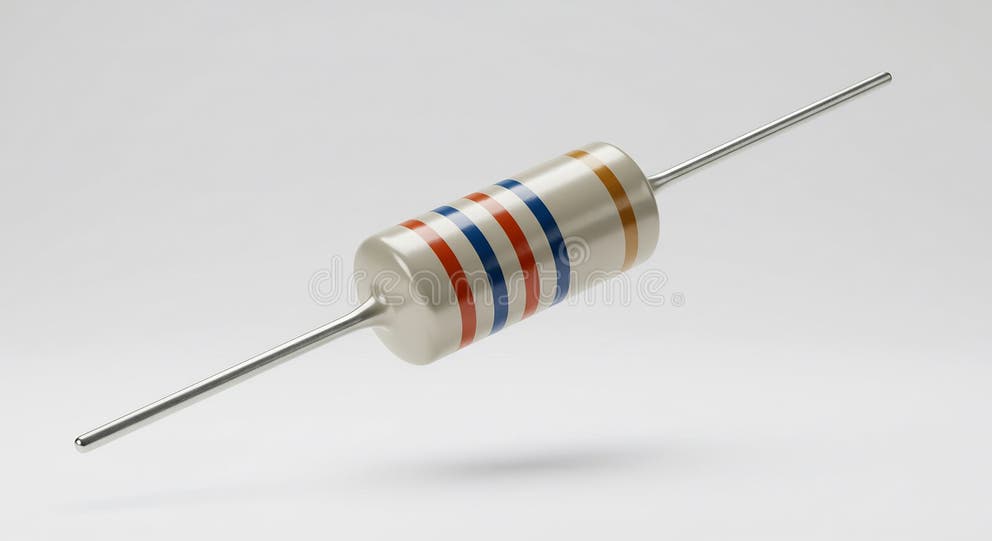 Electronic Resistor Component with Color Bands on White Background ...