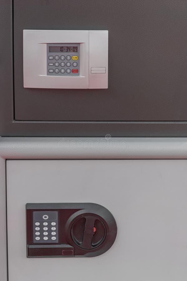 Electronic Safety Deposit Boxes Stock Image - Image of deposit, keypad ...