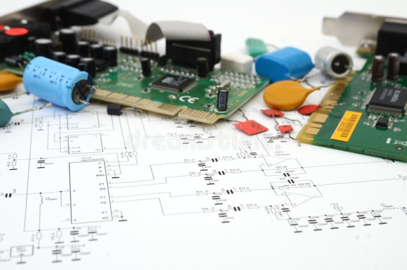 Electronic Scheme and Circuit Boards Stock Image - Image of element ...