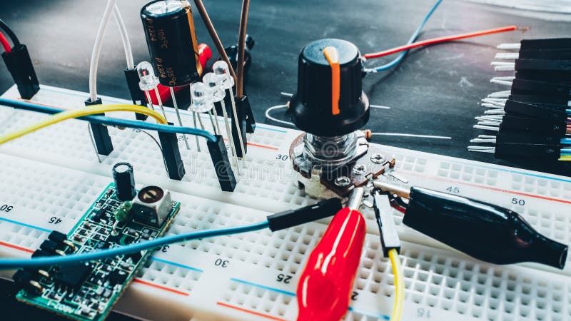Electronic Science Engineering Breadboard Wires Stock Image - Image of ...