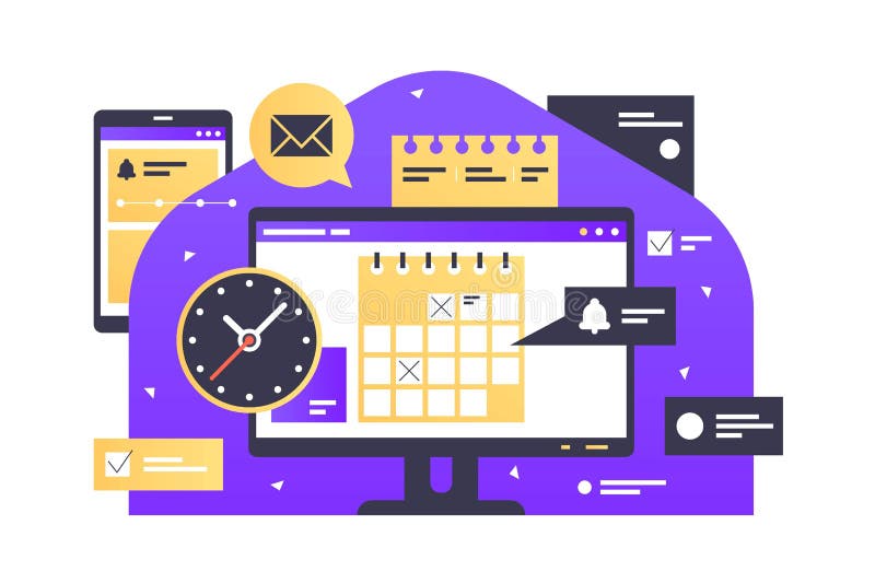 Electronic Screen with Schedule and Planning Information Stock ...