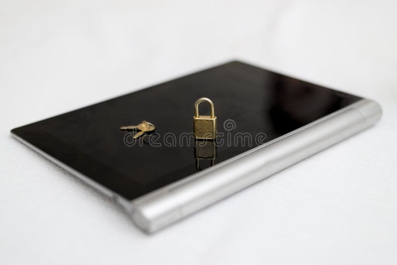Electronic Security and Data Protection Concept. Tablet Computer and ...