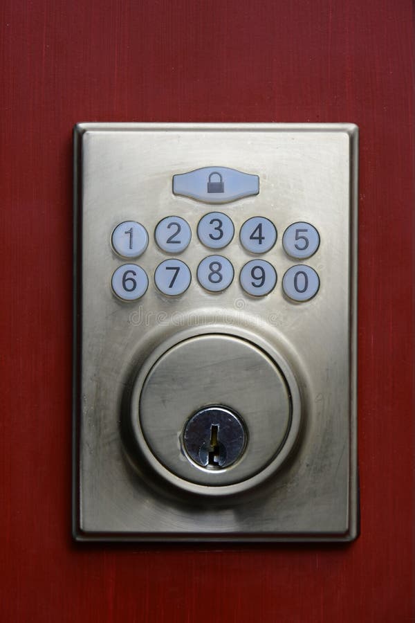 Electronic Security Door Keypad and Red Door Stock Image - Image of ...