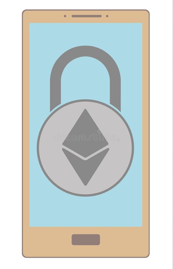 Electronic Security Lock of Ethereum in a Phone ,vector Icon. Color ...