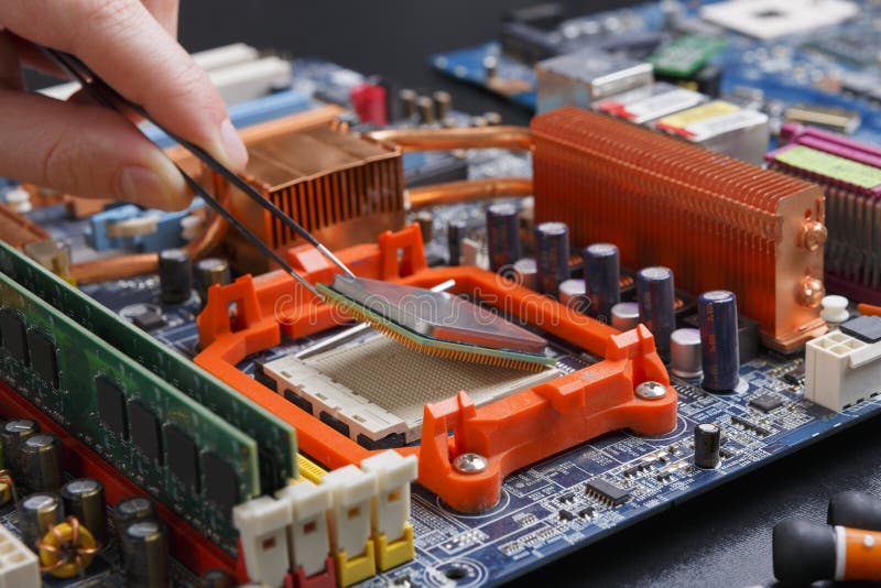Computer Processor Chip Disassembling Close Up Stock Image - Image of ...