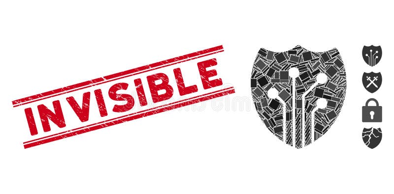 Electronic Shield Mosaic and Distress Invisible Stamp with Lines Stock ...