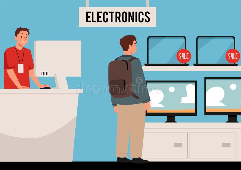 Electronic Shop Appliances Store, Vector Customer Choosing Home ...