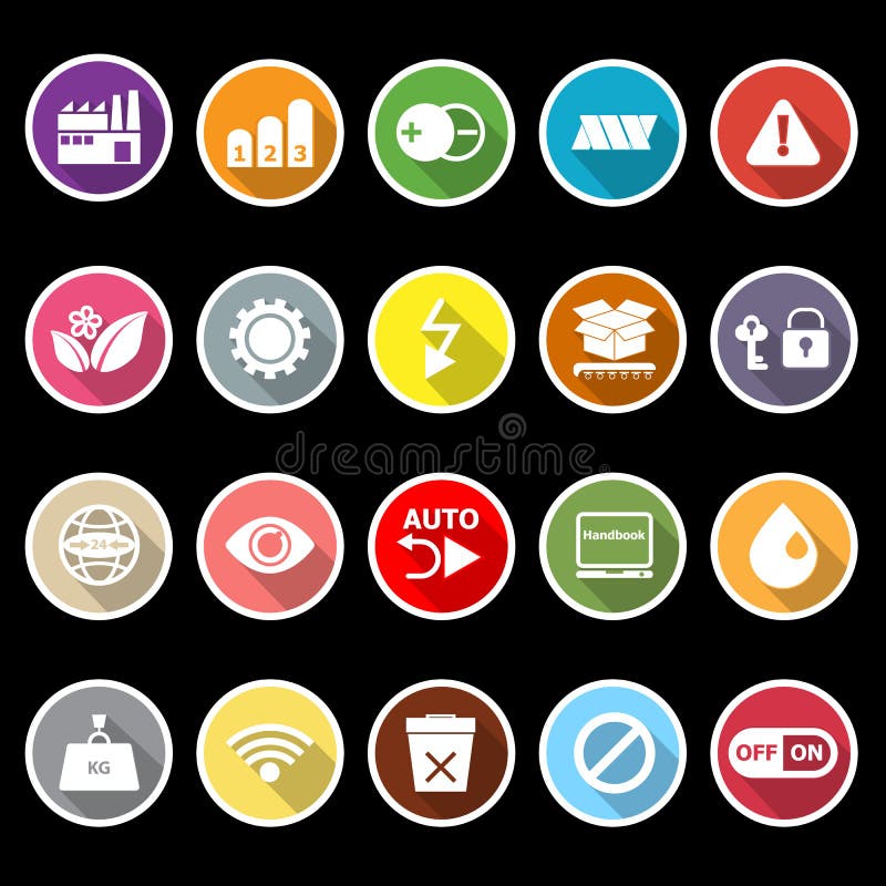 Electronic Sign Flat Icons with Long Shadow Stock Vector - Illustration ...