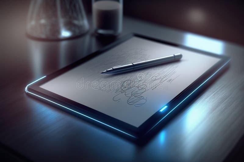 Electronic Signature, Grey-plated Pen on a Digital Screen. AI ...