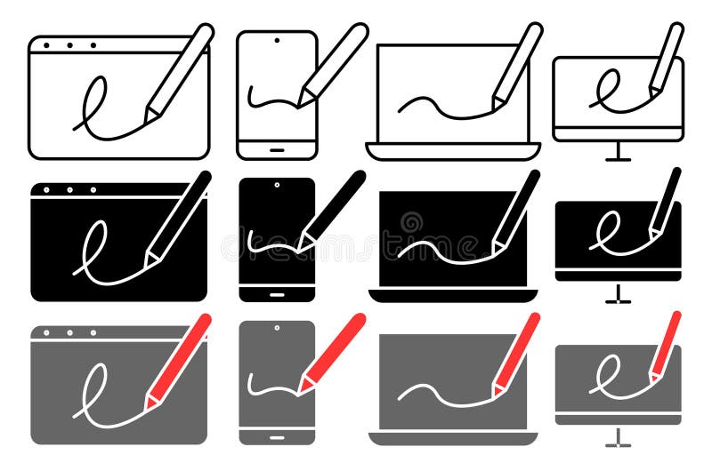 Electronic Signature Icon Vector Stock Vector - Illustration of white ...