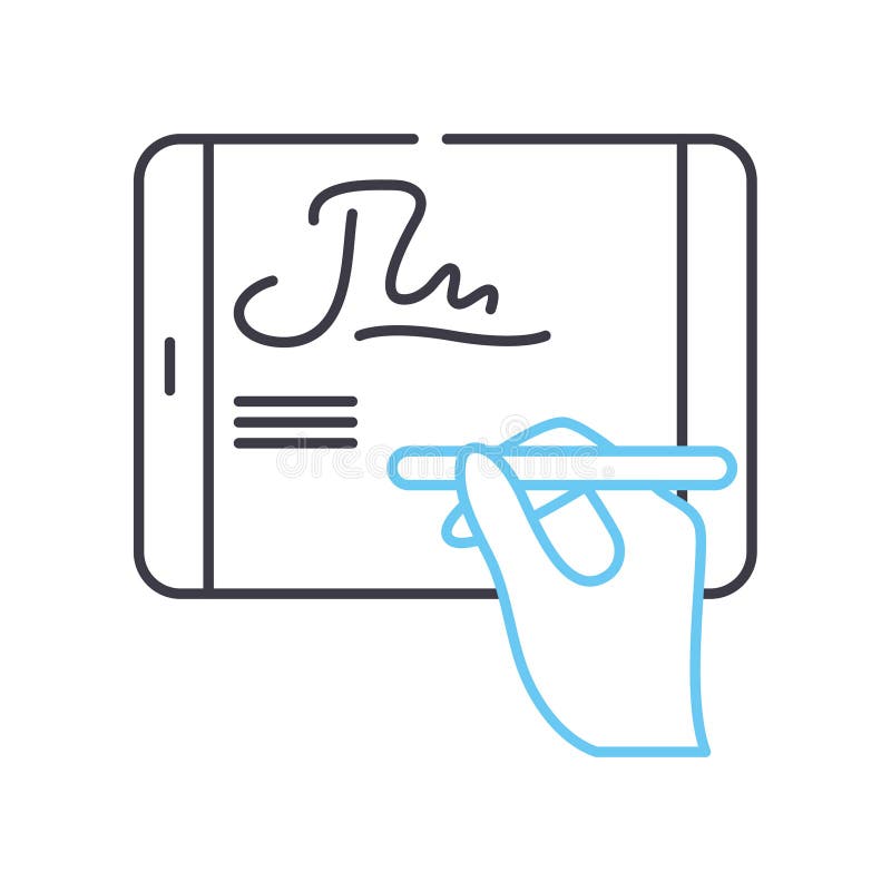 Electronic Signature Line Icon Outline Symbol Vector Illustration