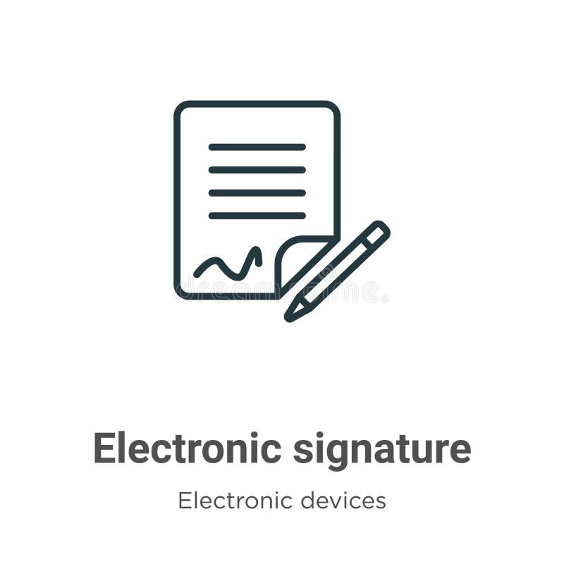 Electronic Signature Icon In Filled Thin Line Outline And Stroke