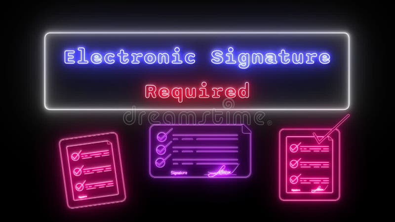 Electronic Signature on Laptop Neon Red-blue Fluorescent Text Animation ...