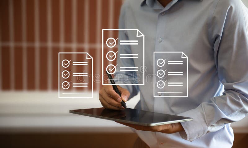 Electronic Signing Businessman Signs Electronic Documents on Digital ...