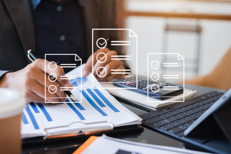 Electronic Signing Businessman Signs Electronic Documents on Digital ...