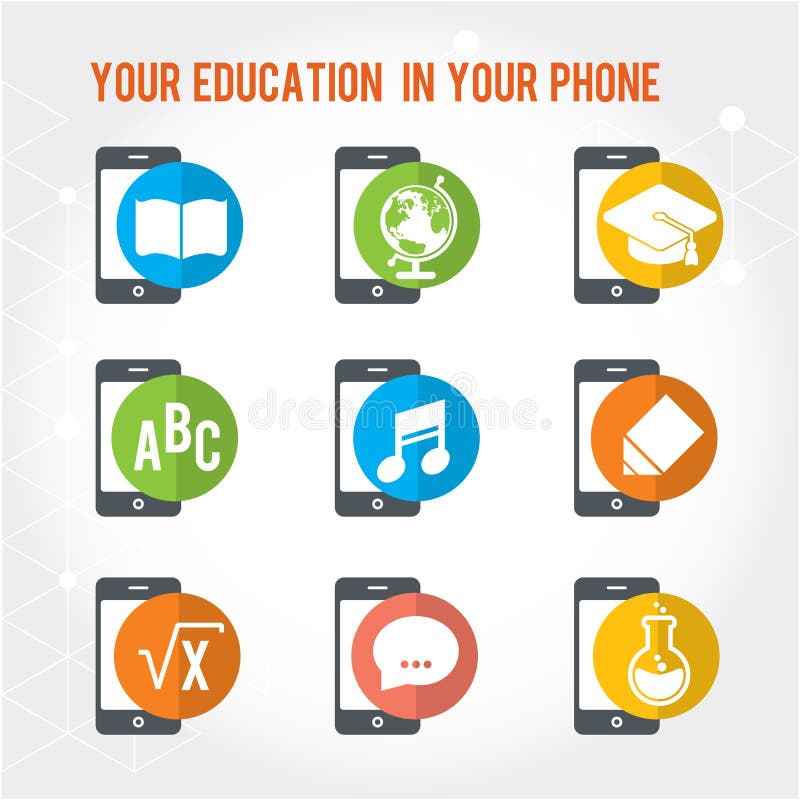 Electronic Smart Phone Education Background. Stock Illustration ...