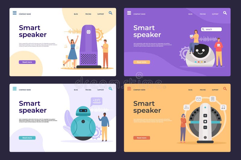 Electronic Smart Speakers with Virtual Assistant Web Page. People ...