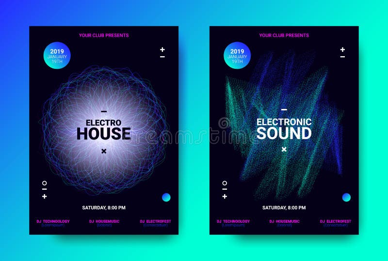 Electronic Sound Wave Poster Concept. Stock Vector - Illustration of ...
