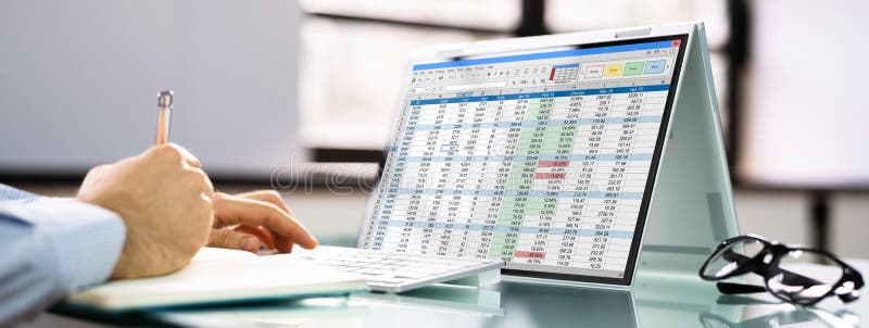 Electronic Spreadsheet Analyst or Auditor Using Software Stock Photo ... Electronic Spreadsheet Analyst or Auditor Using Software Stock Photo ...