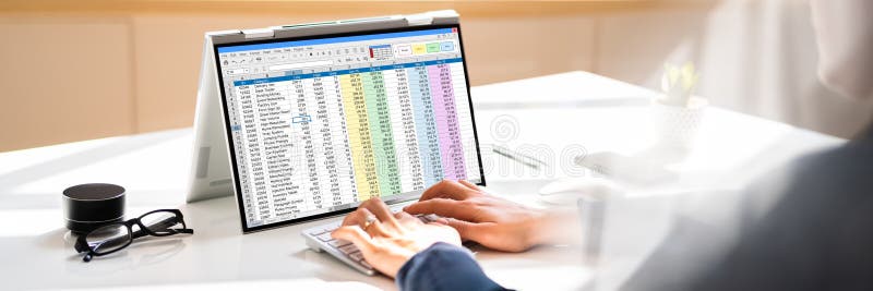 Electronic Spreadsheet Analyst or Auditor Using Software Stock Photo ...