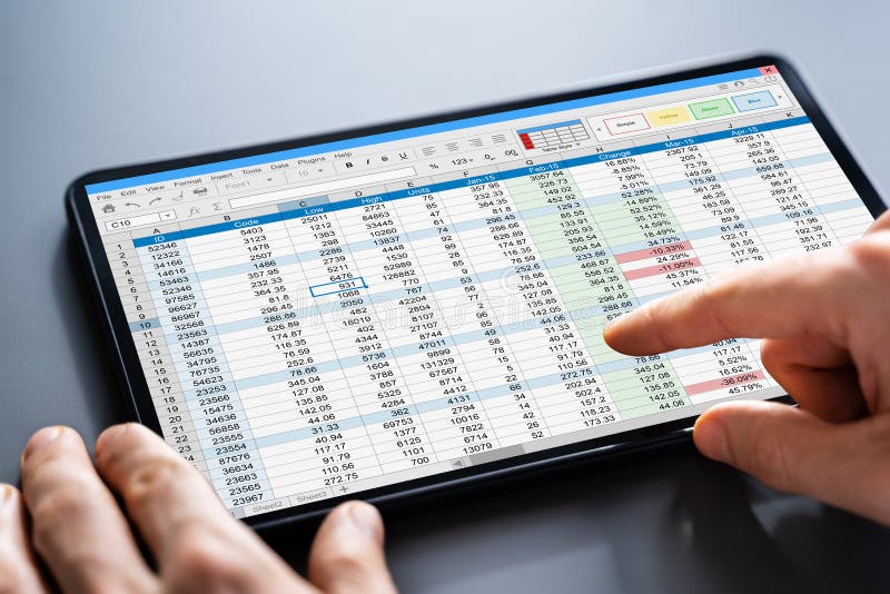 Electronic Spreadsheet Analyst or Auditor Using Software Stock Image ...