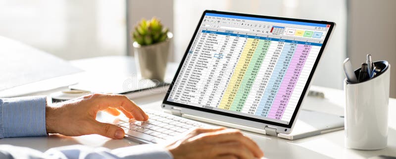 Electronic Spreadsheet Analyst or Auditor Using Software Stock Photo ... Electronic Spreadsheet Analyst or Auditor Using Software Stock Photo ...