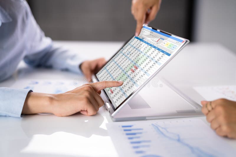 Electronic Spreadsheet Analyst or Auditor Using Software Stock Image ...