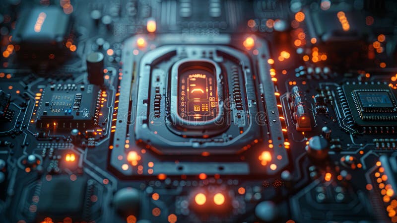 An Electronic Surrounded by a Circuit Board, in the Style of Luminous ...