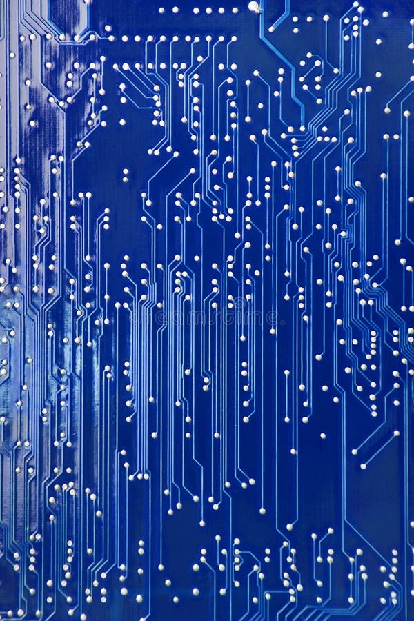 Electronic Flex Circuit Board Detail on Blue Plastic Membrane Curled To ...