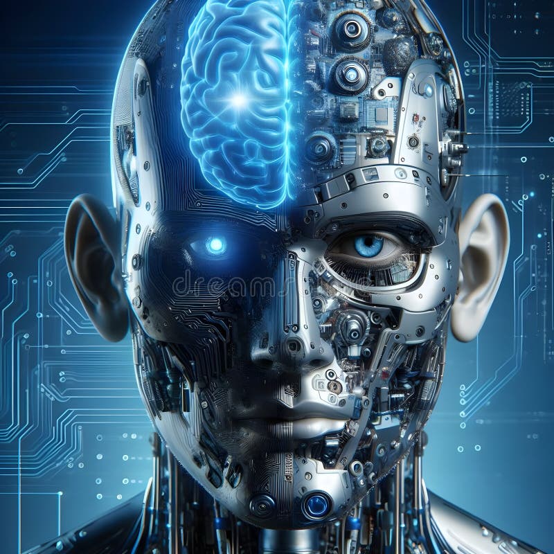 Electronic System in Humanoid Head. Stock Illustration - Illustration ...