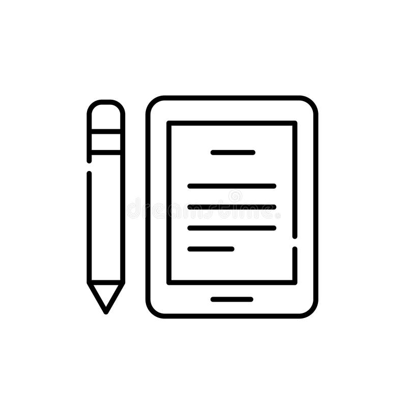 Electronic Tablet and Pencil with Text on it. Digital Writing and ...