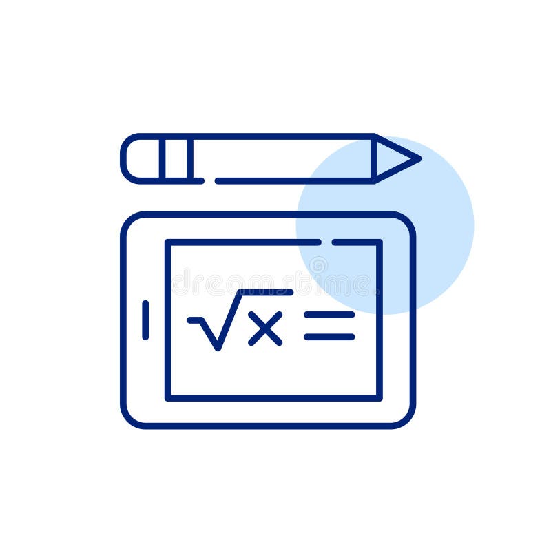 Electronic Tablet, Pencil with Text and Maths Expression. Electronic ...