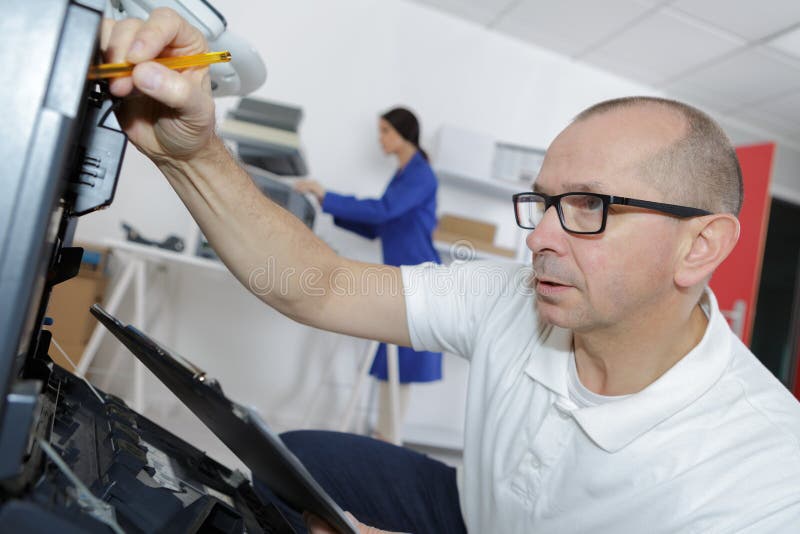 Electronic Technician Doing Work Stock Image - Image of gadget ...