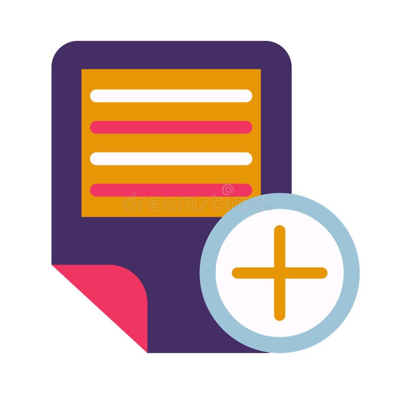 Electronic Text Document Adding Symbol Glyph Vector Illustration Stock ...