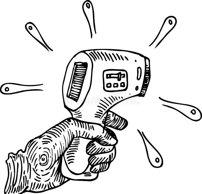 Electronic Thermometer in Hand Sketch Vector Illustration Stock Vector ...