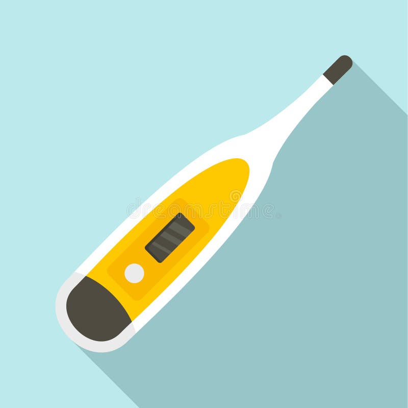 Electronic Thermometer Icon, Flat Style Stock Vector - Illustration of ...