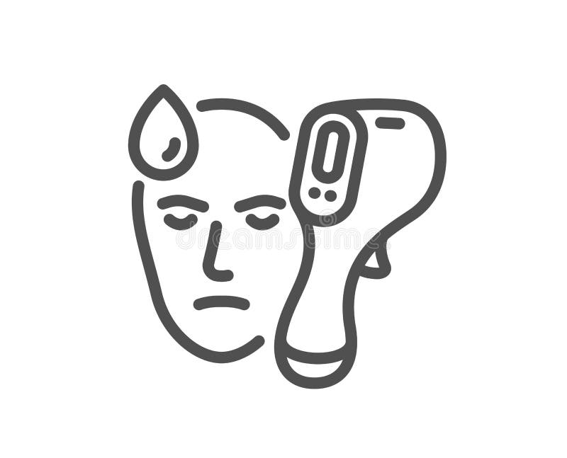 Electronic Thermometer Line Icon. Temperature Scanner Sign. Vector ...